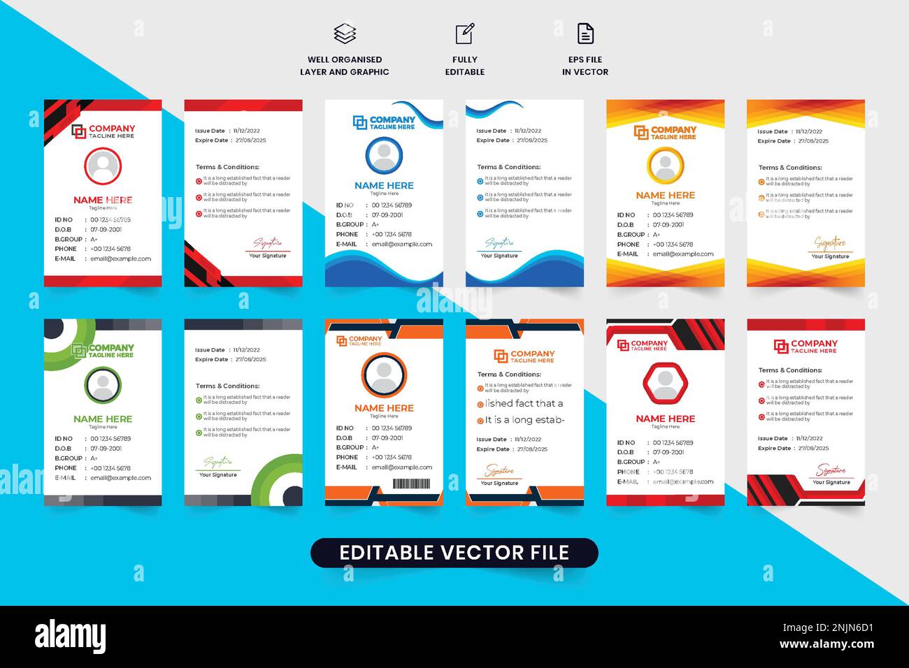 Employee ID card collection for office and business organizations ...