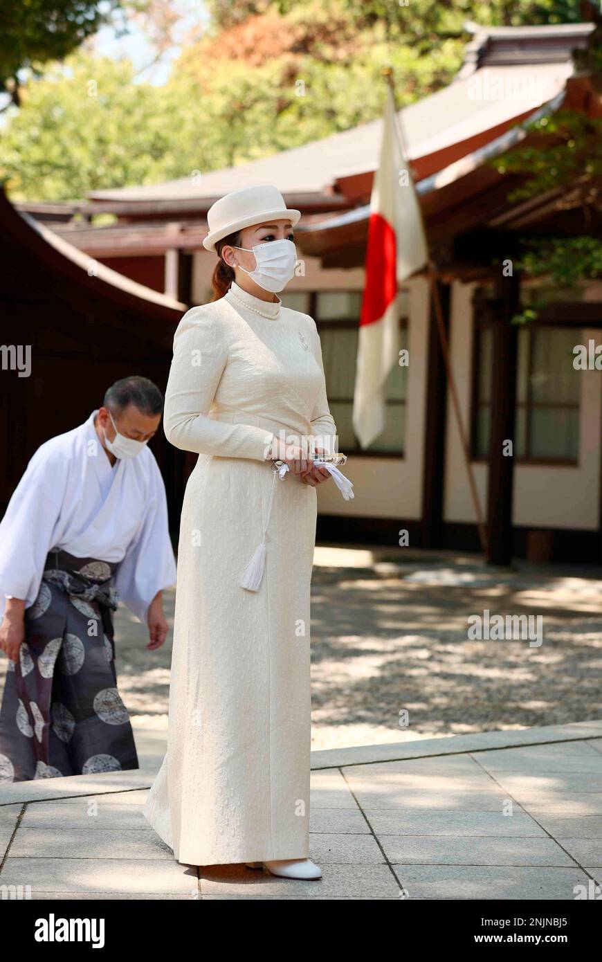 Japanese Princess Yoko of Mikasa visits the Meiji Jingu Shrine in Tokyo ...