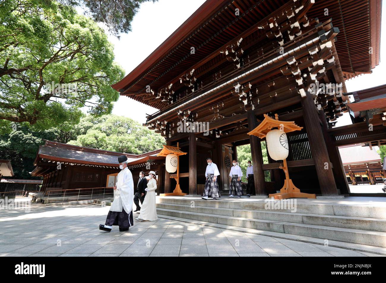 Japanese Princess Yoko of Mikasa leaves the Meiji Jingu Shrine in Tokyo ...