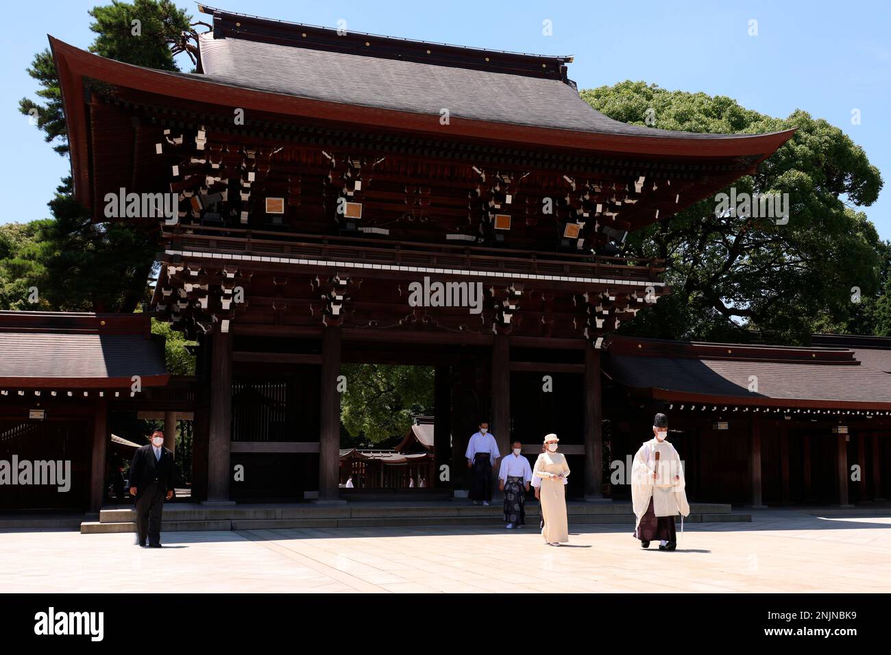 Japanese Princess Yoko of Mikasa visits the Meiji Jingu Shrine in Tokyo ...
