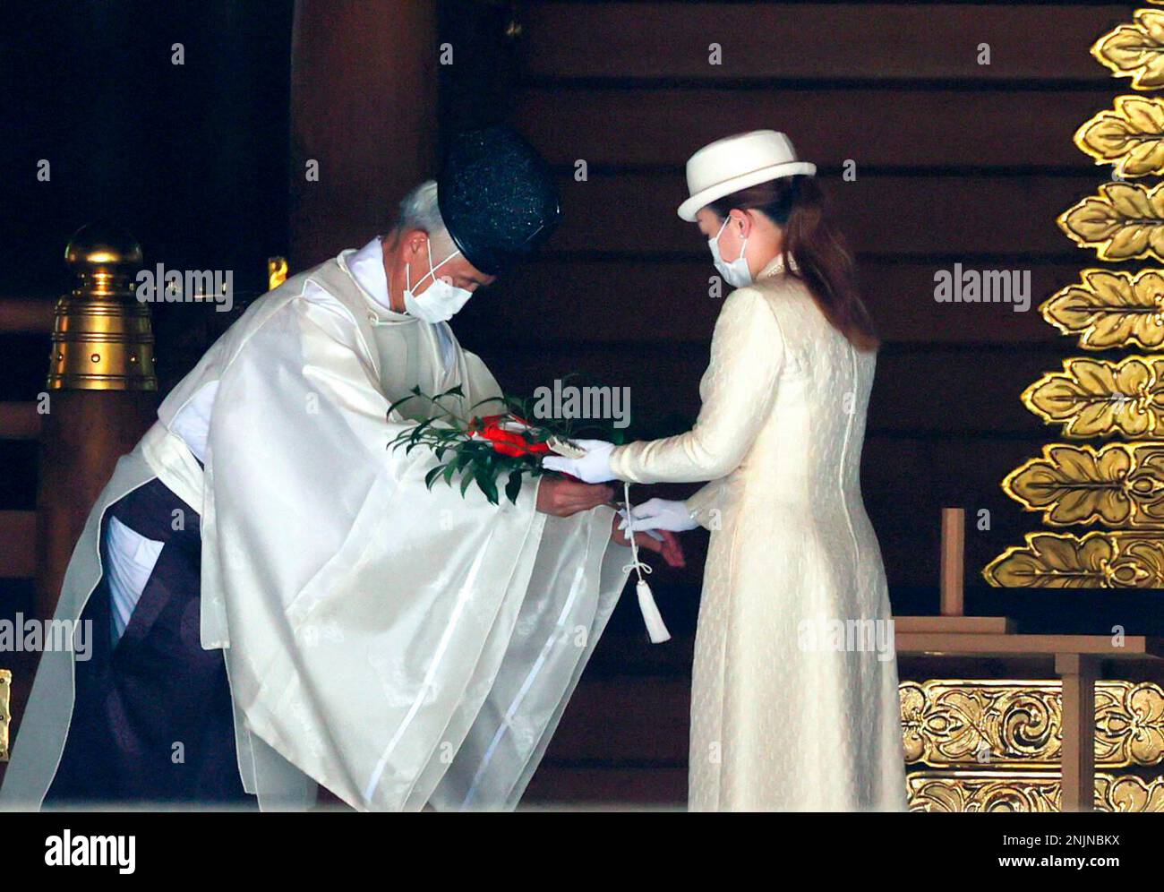 Japanese Princess Yoko of Mikasa visits the Meiji Jingu Shrine in Tokyo ...