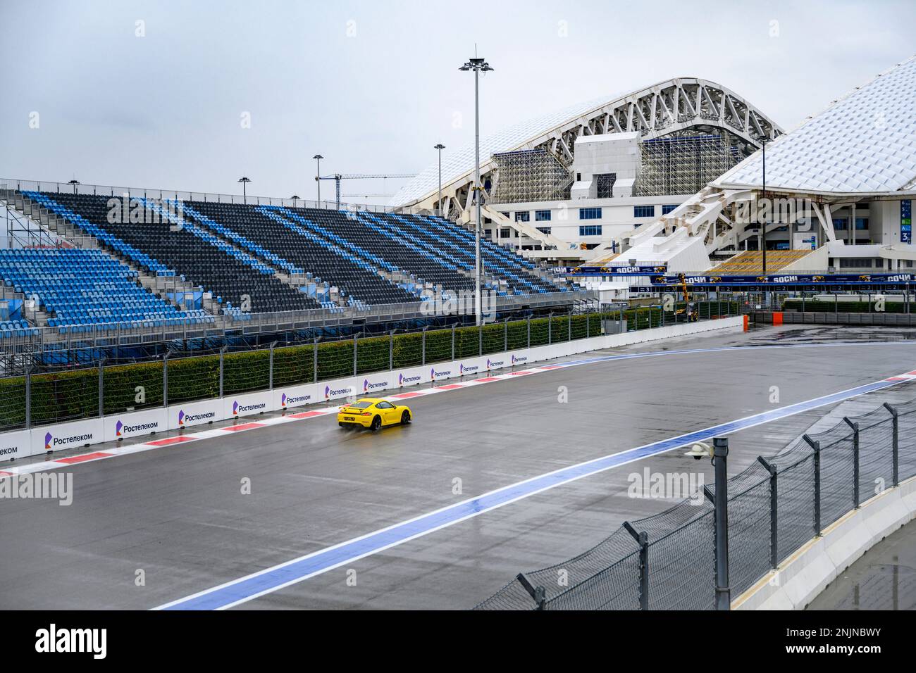 Training on the Formula 1 track in rainy weather in Adler Stock Photo ...