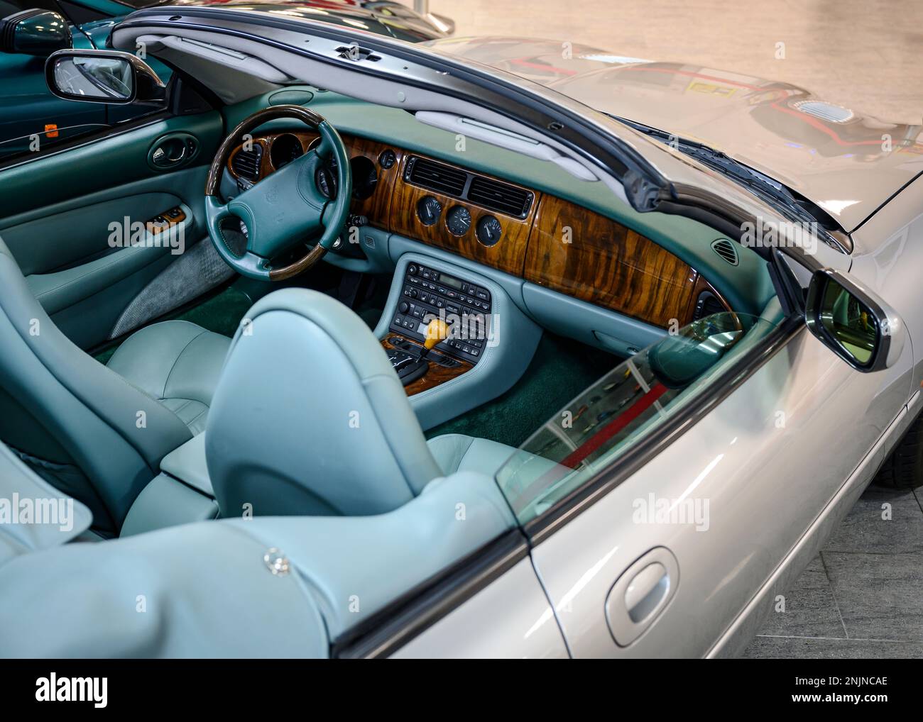Interior of a convertible car of the 80s of the 20th century in the ...