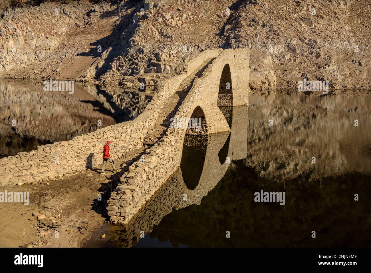 Querós medieval bridge, in the Susqueda reservoir, submerged after the ...