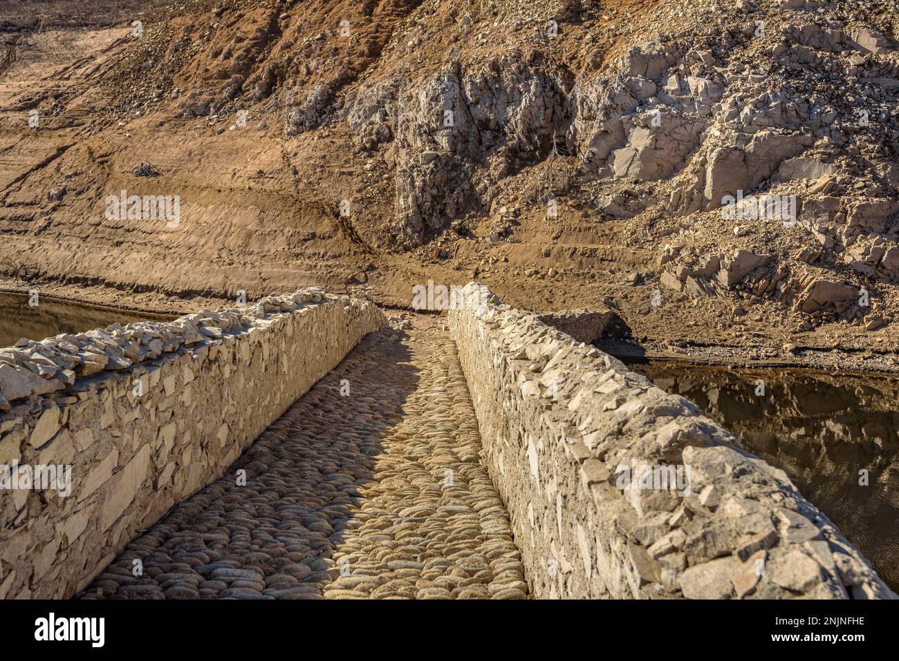 Querós medieval bridge, in the Susqueda reservoir, submerged after the ...