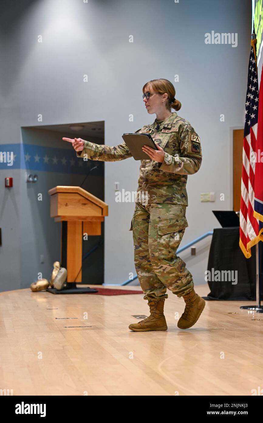 Master Sgt. Amber Williams, a Public Affairs specialist with TEC-University, gives a social ...