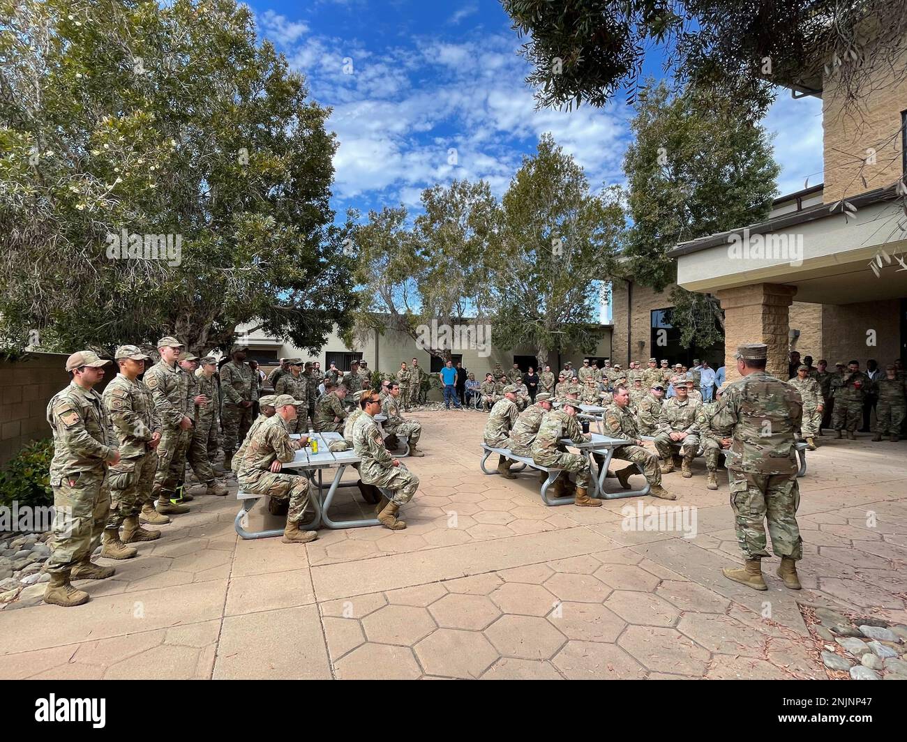 Col. Jason Vattioni, 377th Air Base Wing commander, speaks to Airmen ...