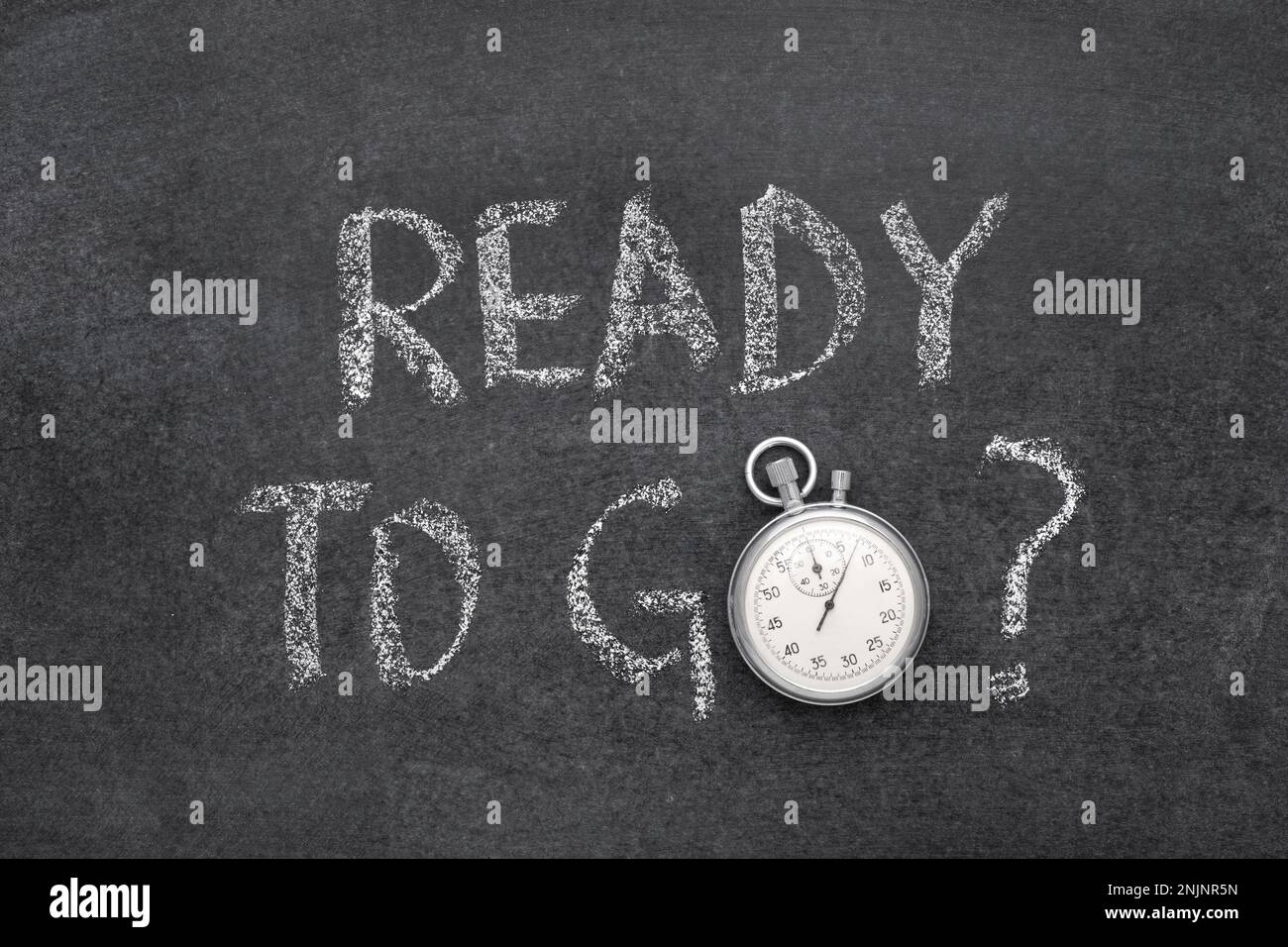 ready to go question handwritten on chalkboard with vintage precise ...