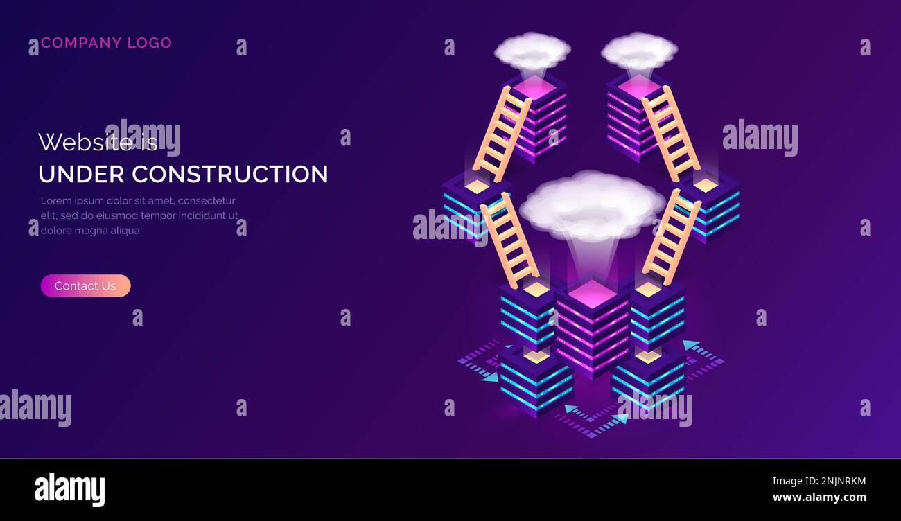 Website under construction, maintenance work or error page isometric ...