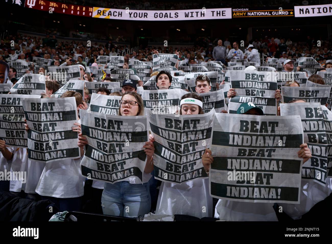 Michigan State fans react during player introductions during an NCAA ...