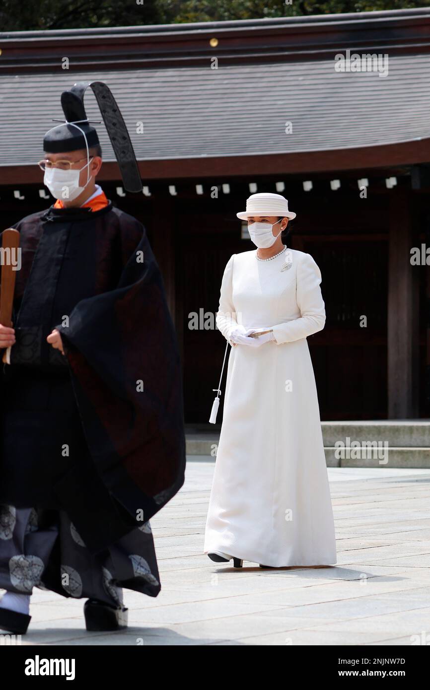 Japan's Empress Masako visits the Meiji Jingu Shrine in Tokyo on July ...