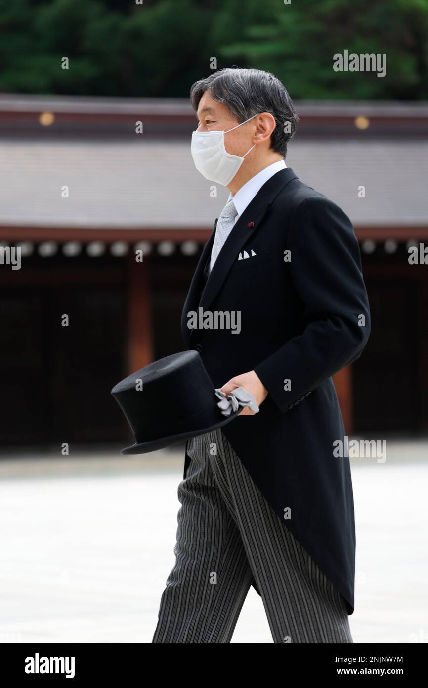 Japan's Emperor Naruhito visits the Meiji Jingu Shrine in Tokyo on July ...