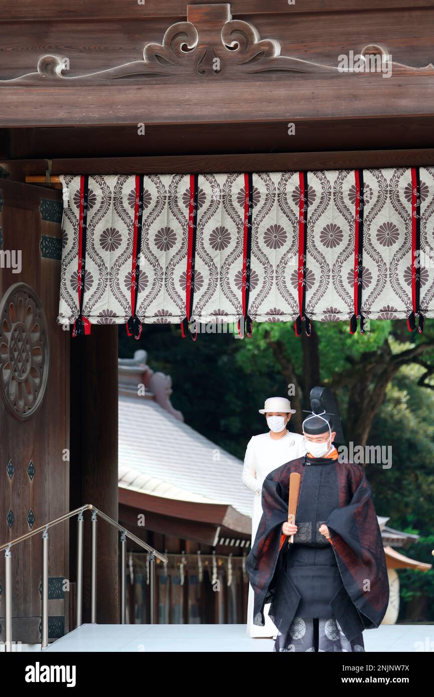 Japan's Empress Masako visits the Meiji Jingu Shrine in Tokyo on July ...