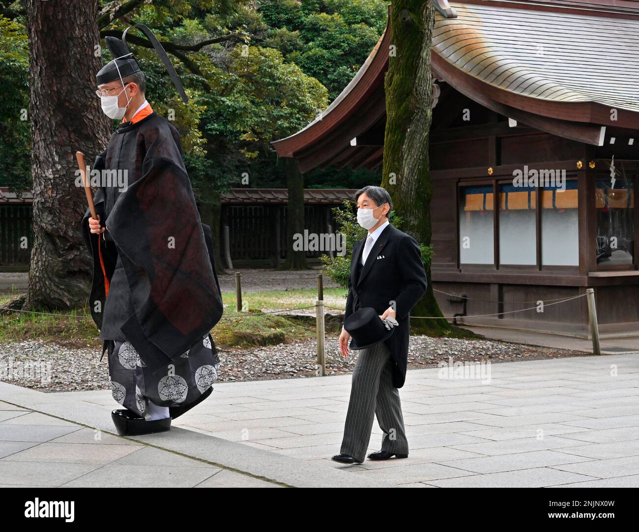 Japan's Emperor Naruhito visits the Meiji Jingu Shrine in Tokyo on July ...