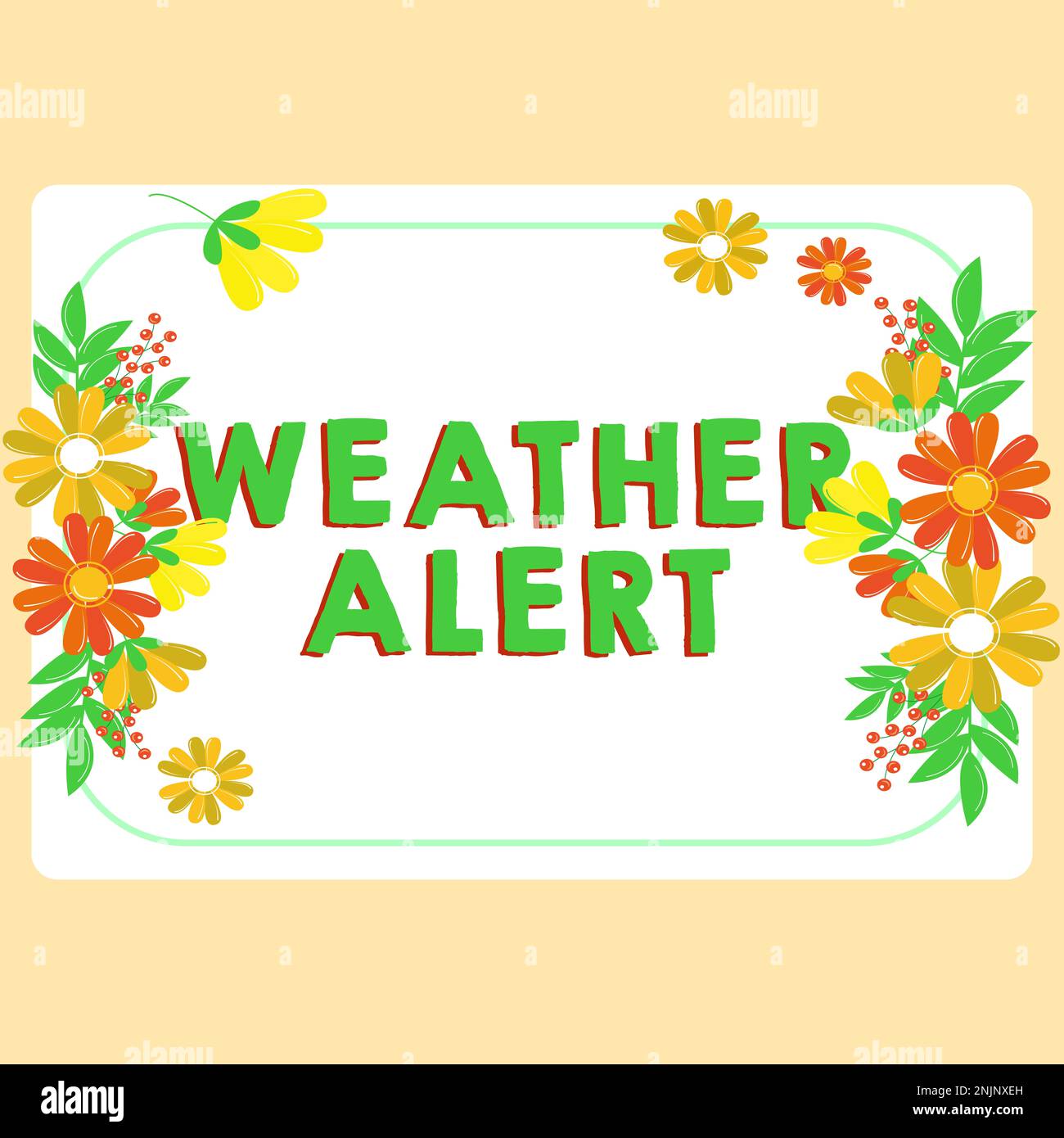 Text caption presenting Weather Alert. Concept meaning urgent warning ...