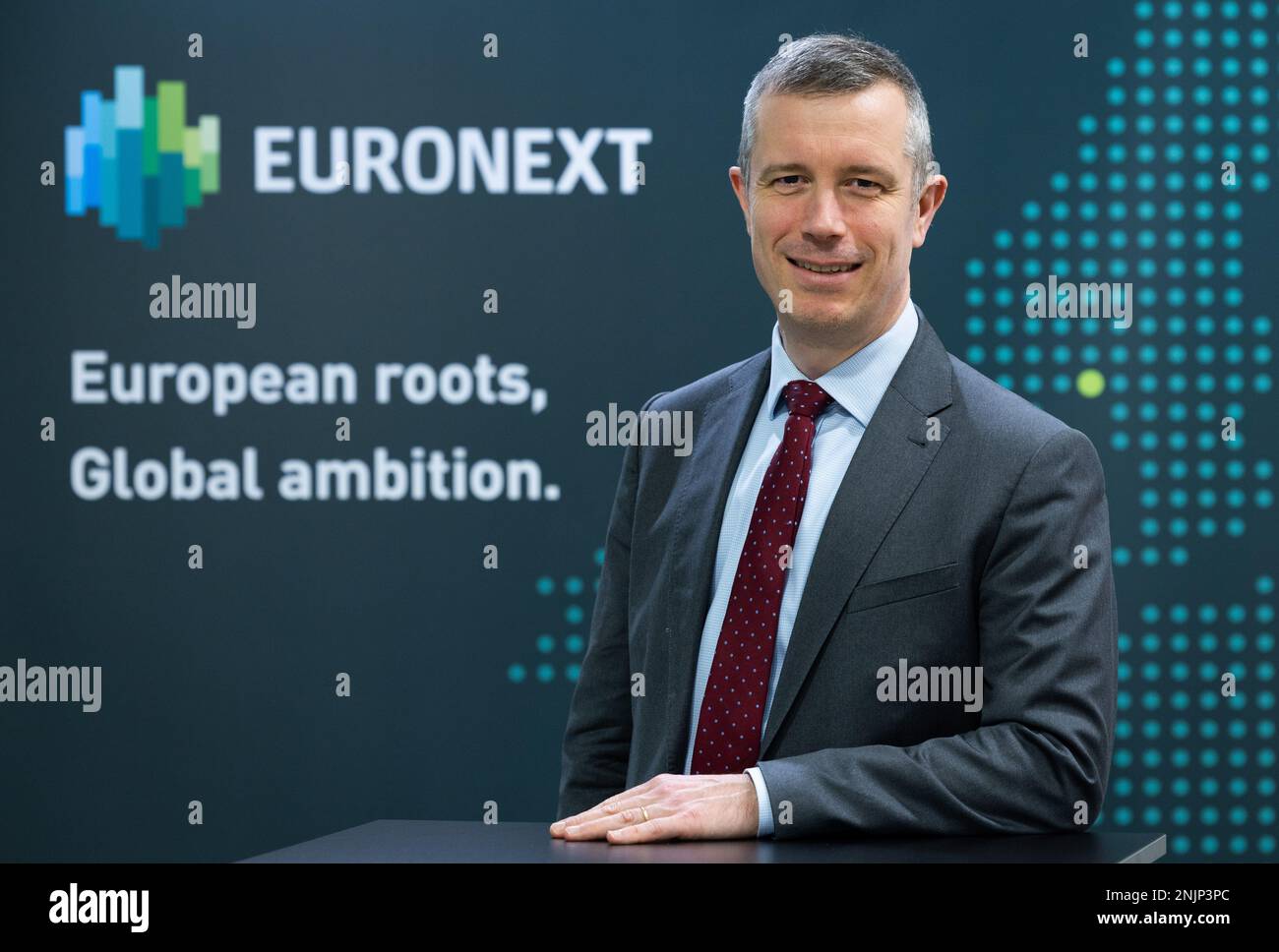 Brussels, Belgium, 22 February 2023. Euronext Brussels stock exchange new CEO Benoit van den ...