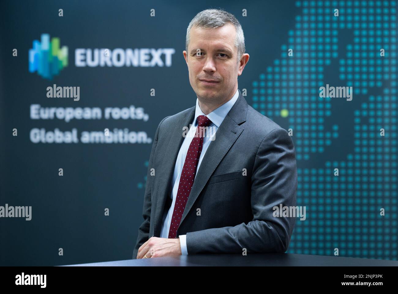 Brussels, Belgium, 22 February 2023. Euronext Brussels stock exchange new CEO Benoit van den ...
