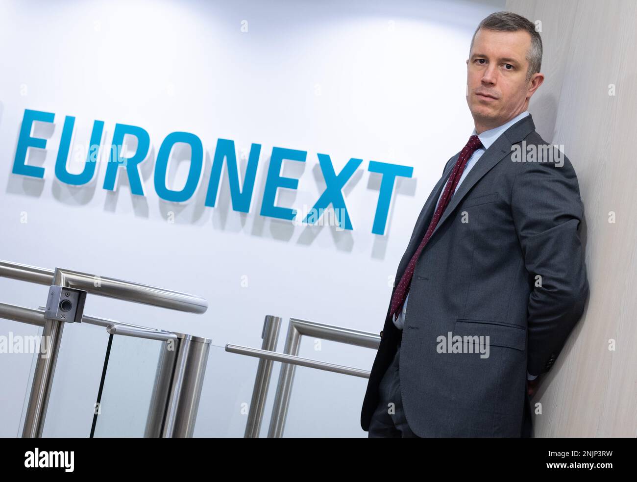 Brussels, Belgium, 22 February 2023. Euronext Brussels stock exchange new CEO Benoit van den ...