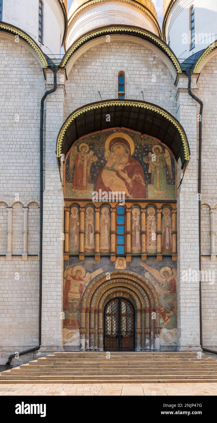 Main gate entrance into the Cathedral of the Assumption in the Kremlin ...