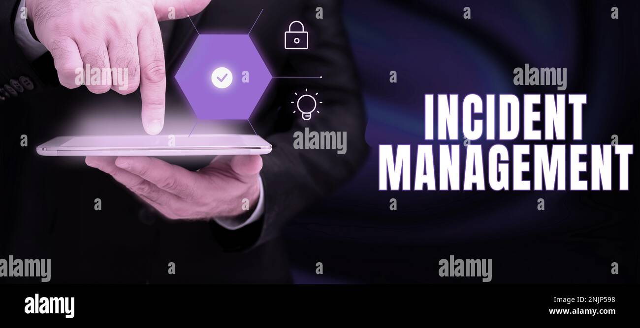 Text sign showing Incident Management, Business idea Process to return ...