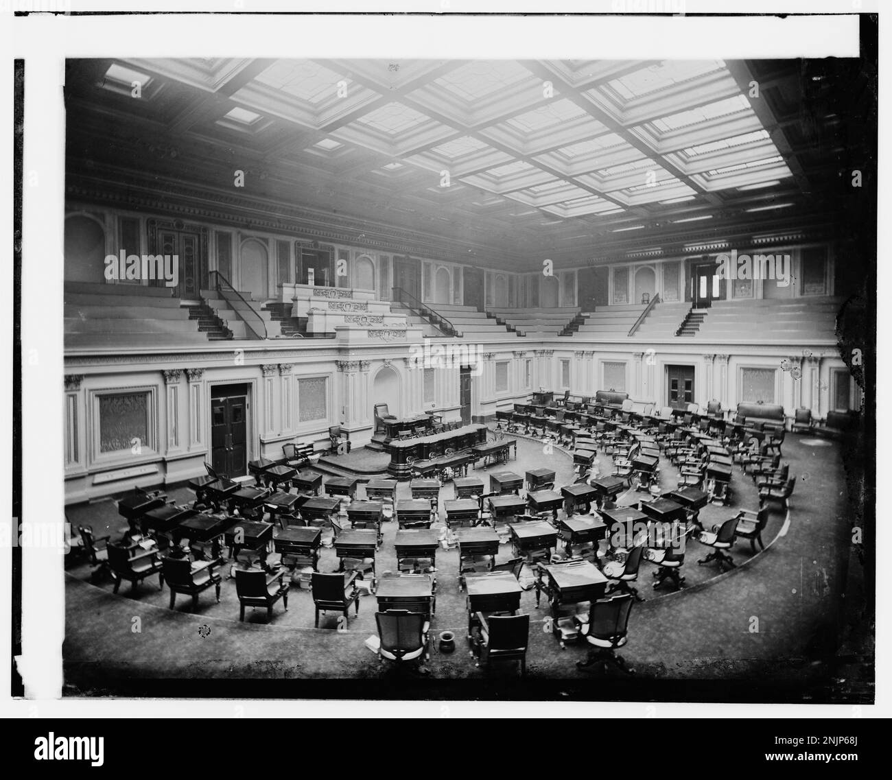 Interior view of the U.S. Capitol Senate Chamber circa 1873, from the ...