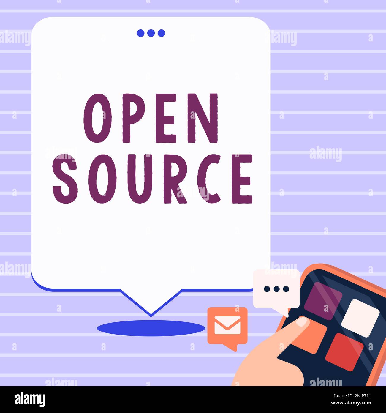 Text caption presenting Open Source. Business approach denoting software which original source ...