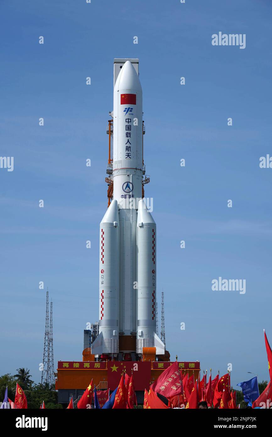 The Long March-5B Y3 rocket, which carries the Wentian lab module to ...