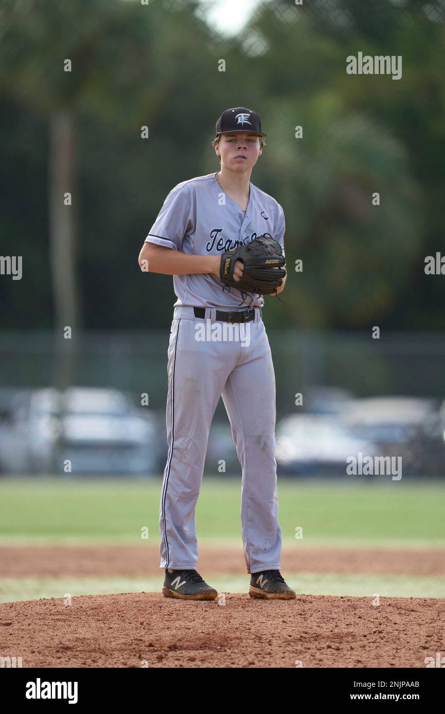 Sawyer Crum during the WWBA World Championship at Roger Dean Stadium Complex on October 10, 2021 ...