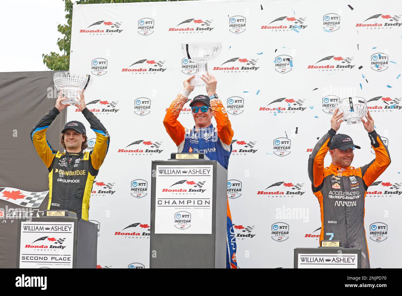 TORONTO, ON - JULY 17: From left tor right NTT IndyCar drivers second ...
