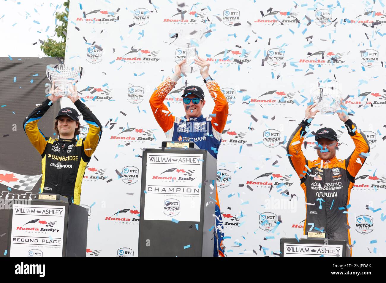 TORONTO, ON - JULY 17: From left tor right NTT IndyCar drivers second ...