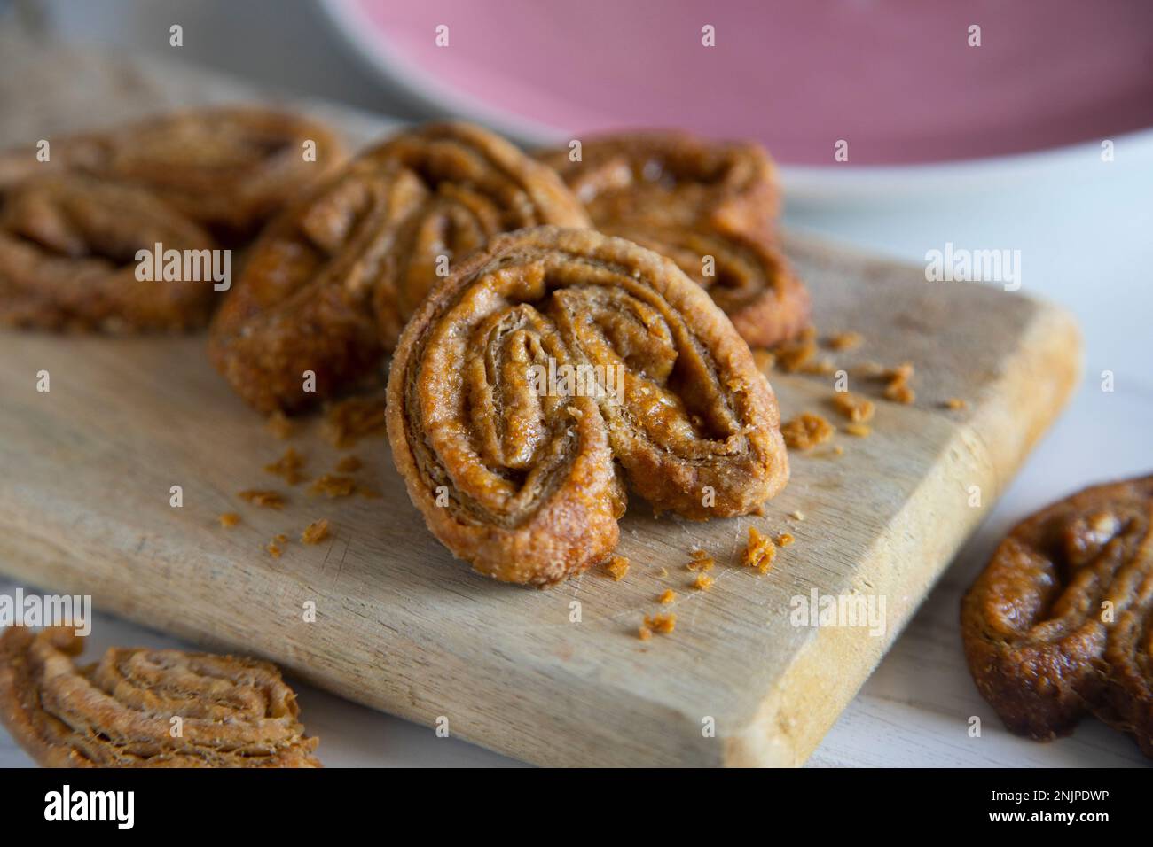 The palmera, palmerita, oreja, orejita, palmita or puff pastry heart is ...