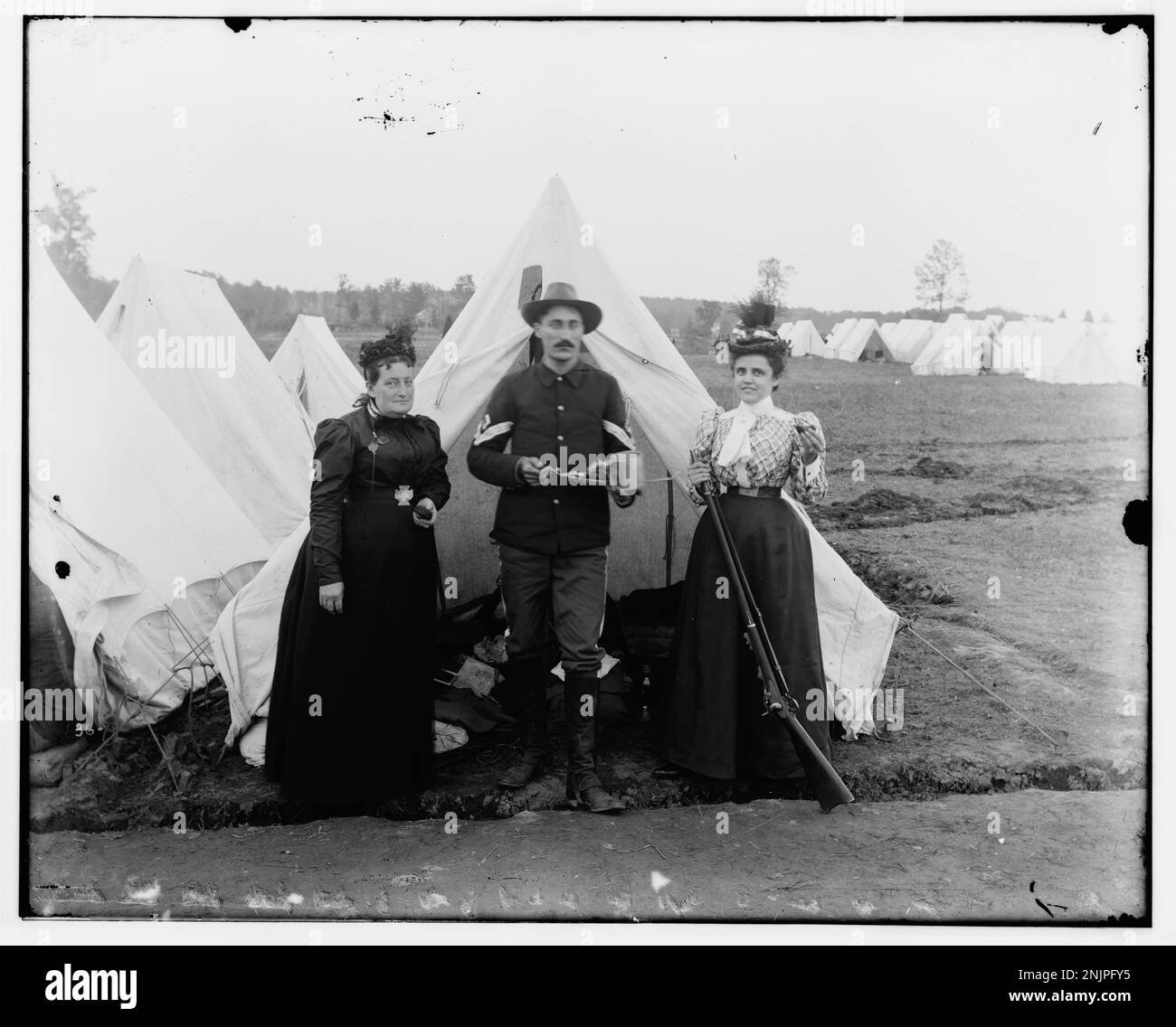 Photograph of Richard Lamb and Mrs. Lamb at a Spanish-American War camp ...
