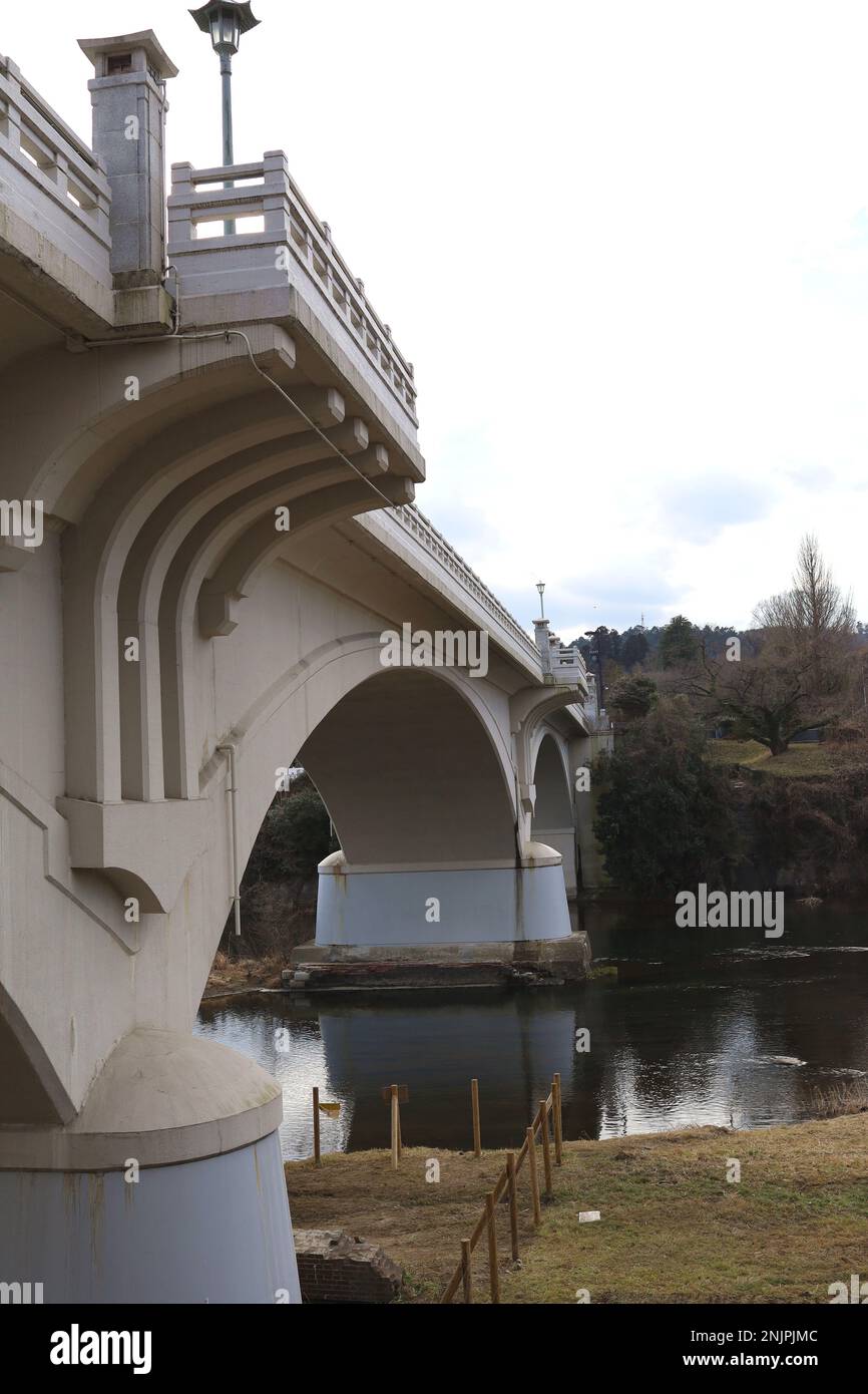 Sendai, Miyagi, Japan, February 2023. Scenery around the bridge over ...