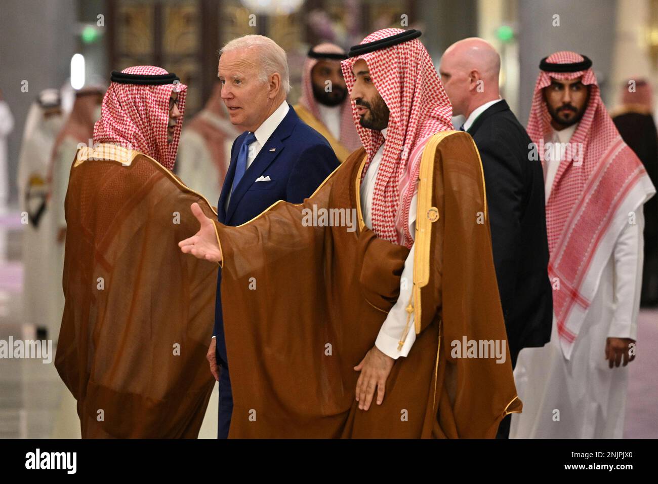 U.S. President Joe Biden, center left, and Saudi Crown Prince Mohammed ...