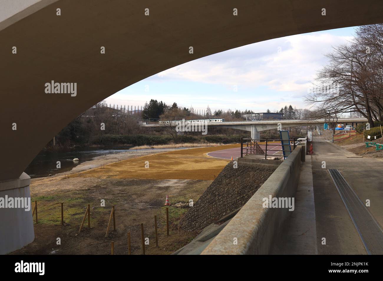 Sendai, Miyagi, Japan, February 2023. Scenery around the bridge over ...