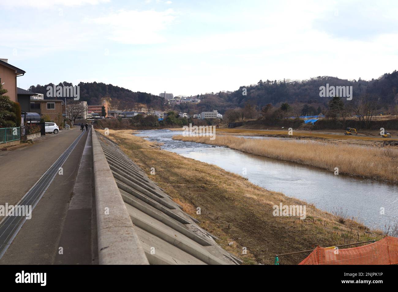 Sendai, Miyagi, Japan, February 2023. Scenery around the bridge over ...