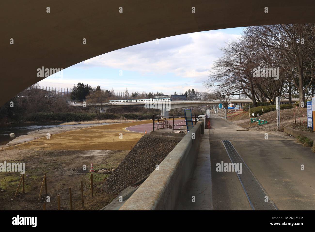 Sendai, Miyagi, Japan, February 2023. Scenery around the bridge over ...