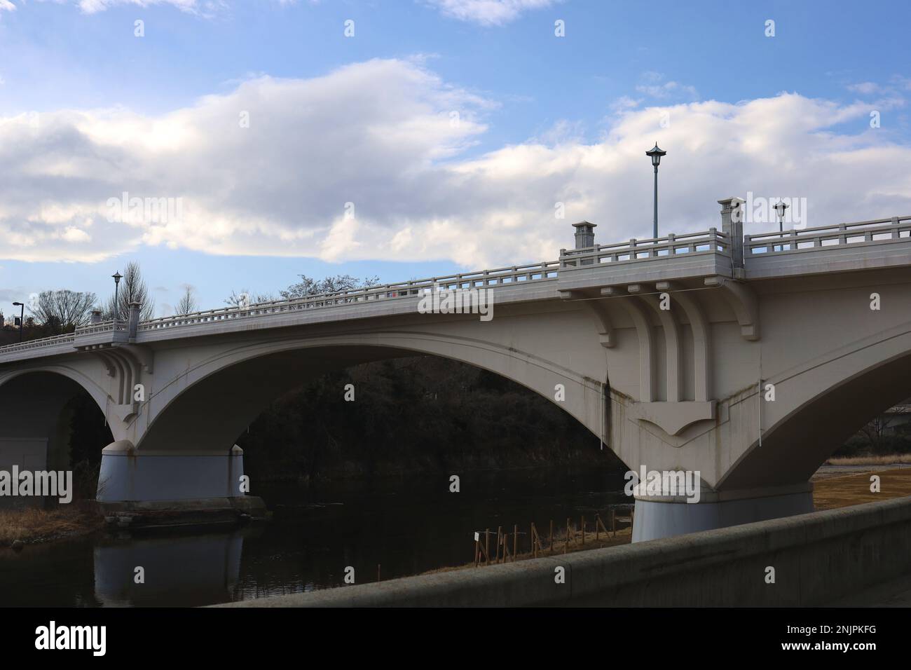 Sendai, Miyagi, Japan, February 2023. Scenery around the bridge over ...