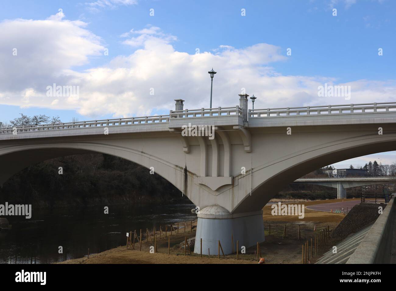 Sendai, Miyagi, Japan, February 2023. Scenery around the bridge over ...