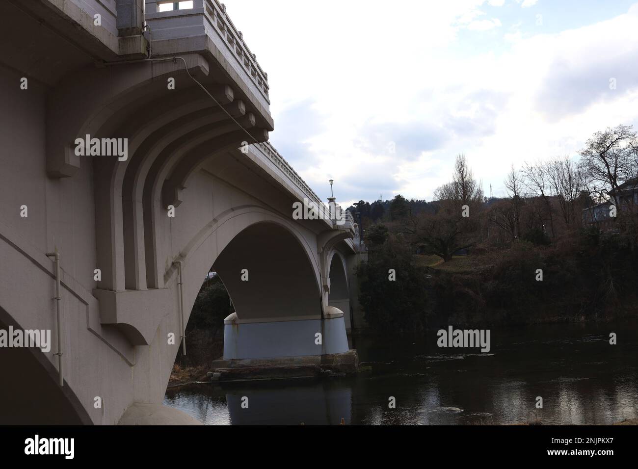 Sendai, Miyagi, Japan, February 2023. Scenery around the bridge over ...