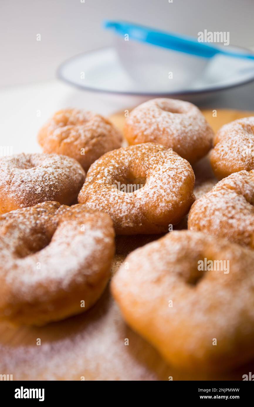 Traditional Spanish fried donuts made with lemon and cinnamon Stock ...