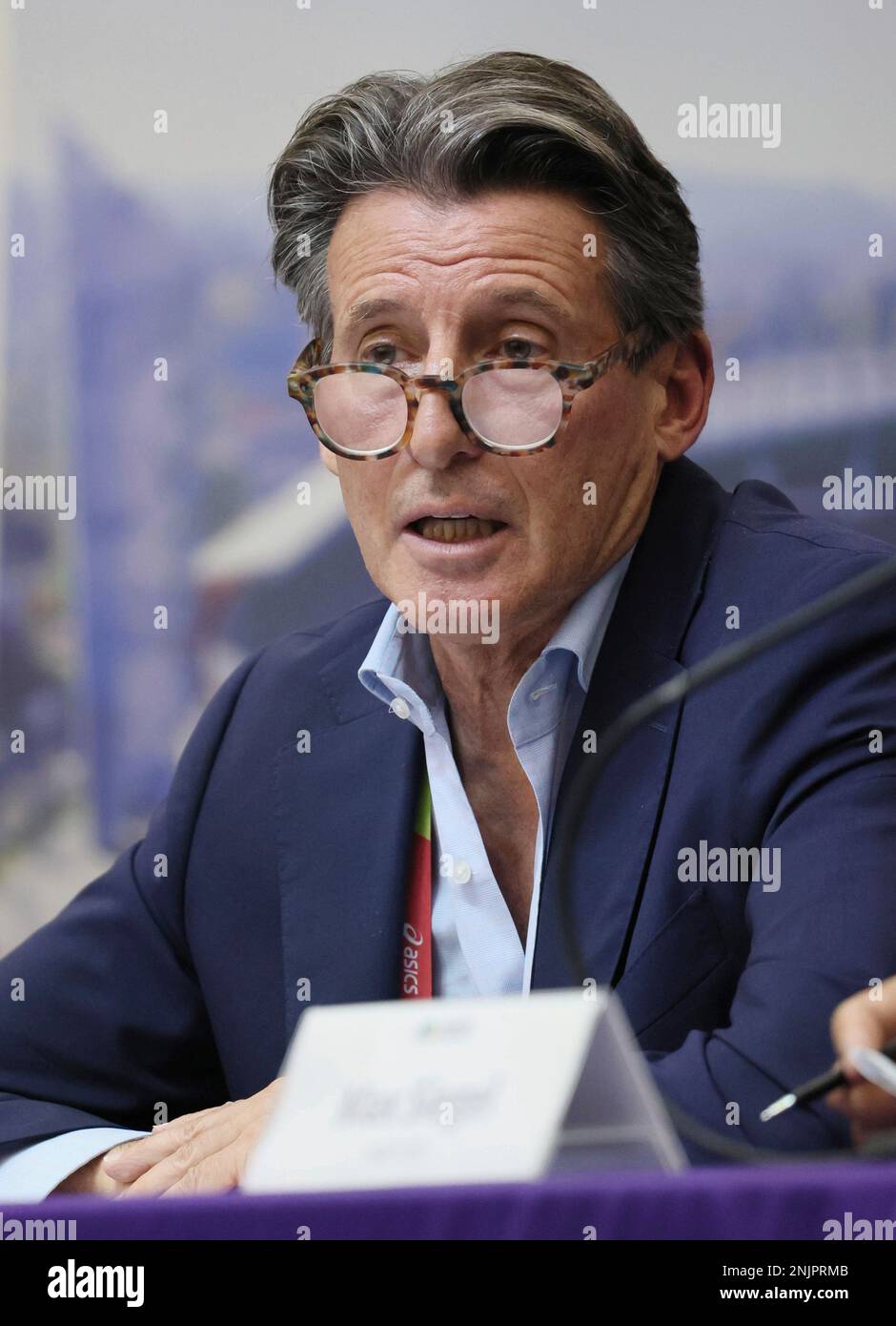Sebastian Newbold Coe, World Athletics President, attends a press ...