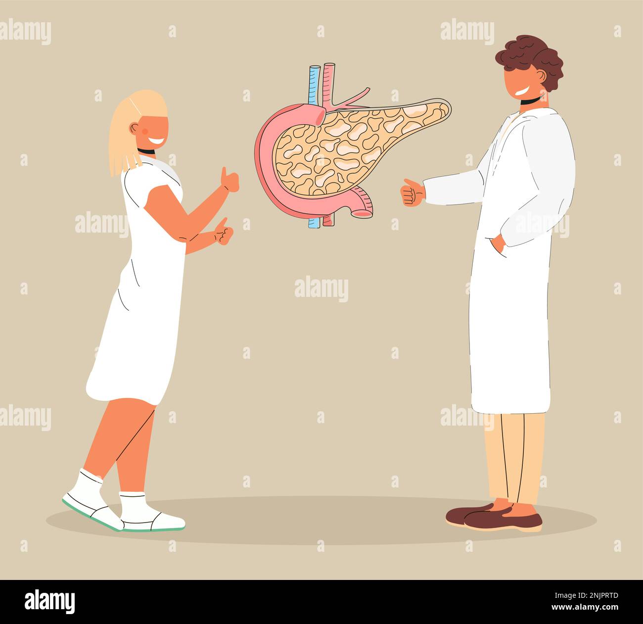 Online conference of endocrinologists illustration in doodle style ...