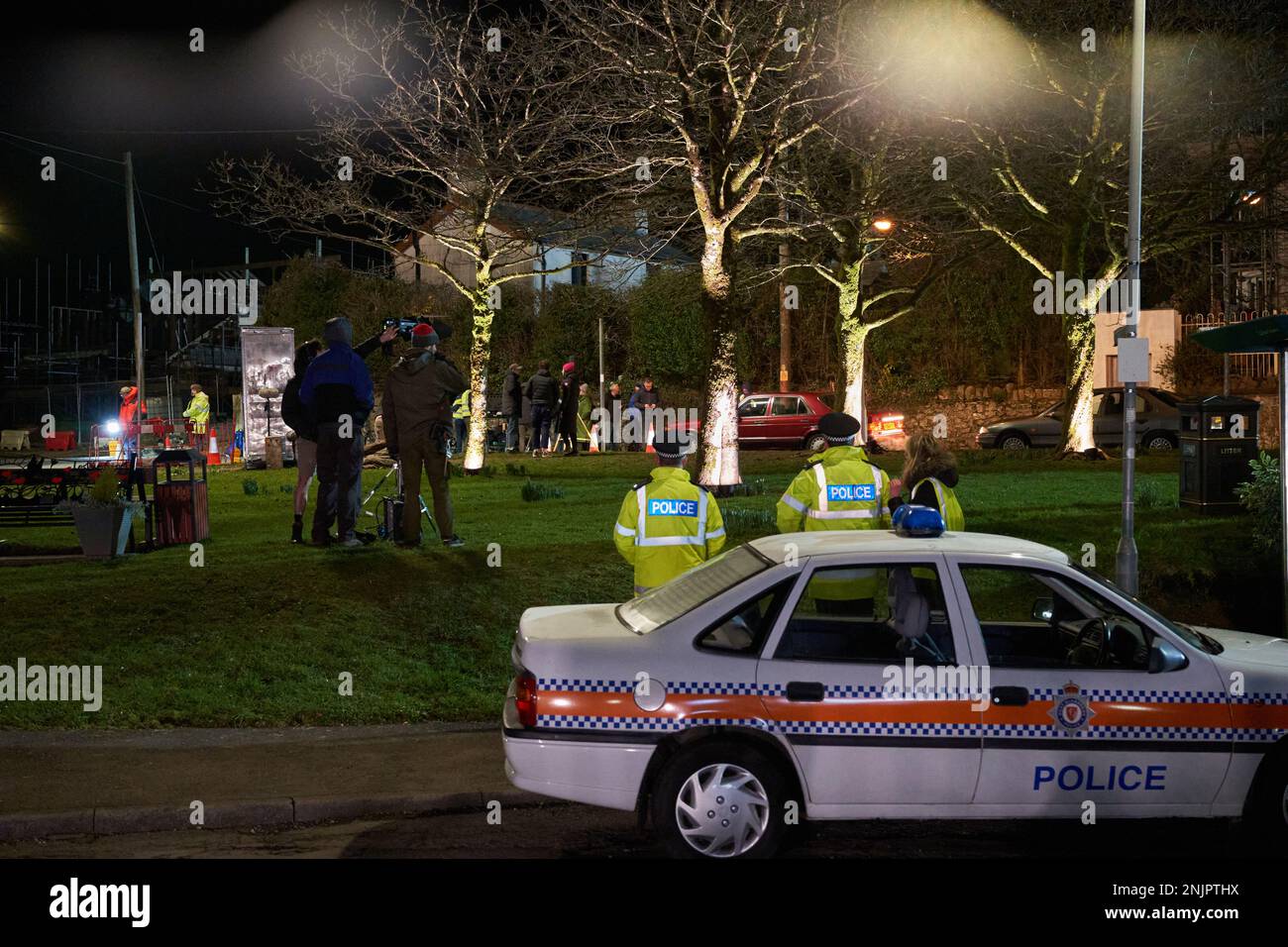 A BBC film crew filming 'Men Up' in Pentyrch, South Wales, February ...