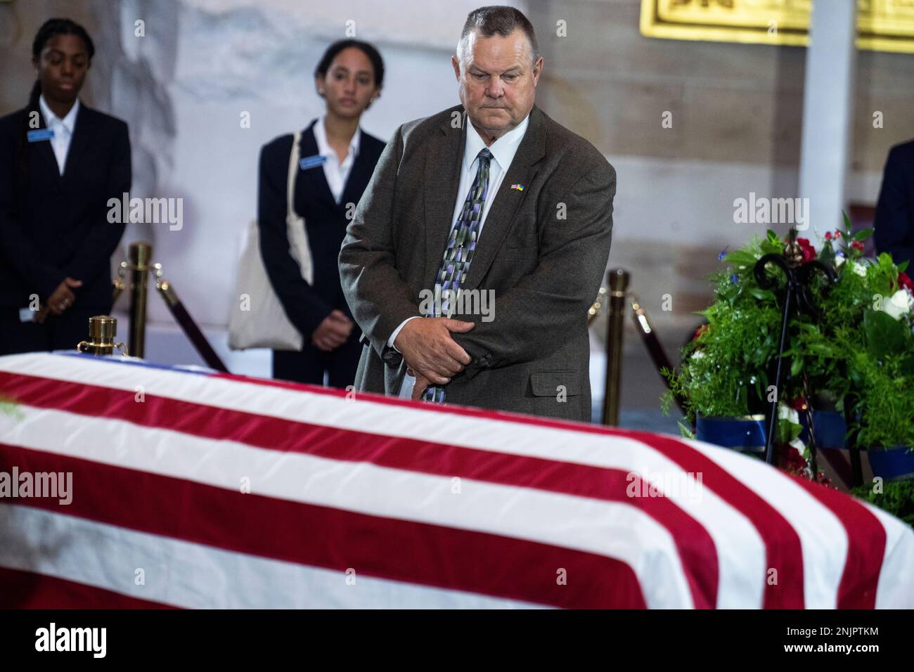 UNITED STATES - JULY 14: Sen. Jon Tester, D-Mont., pays respects to ...