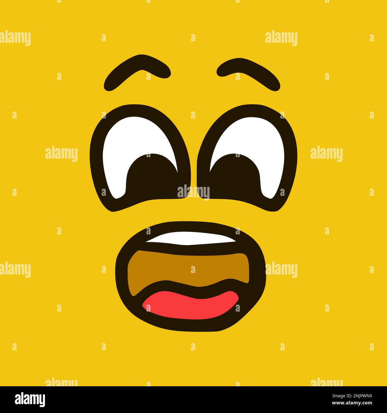 Frightened face. Cartoon face expressions. Doodle characters mouth and ...