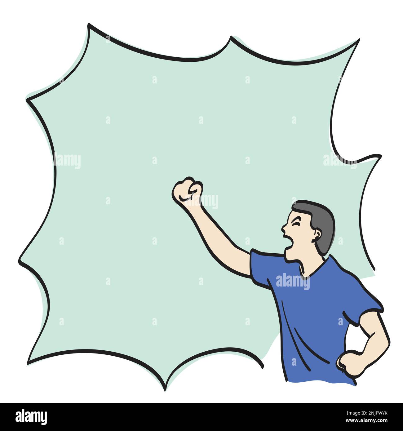 man shouting on copy space illustration vector hand drawn isolated on ...