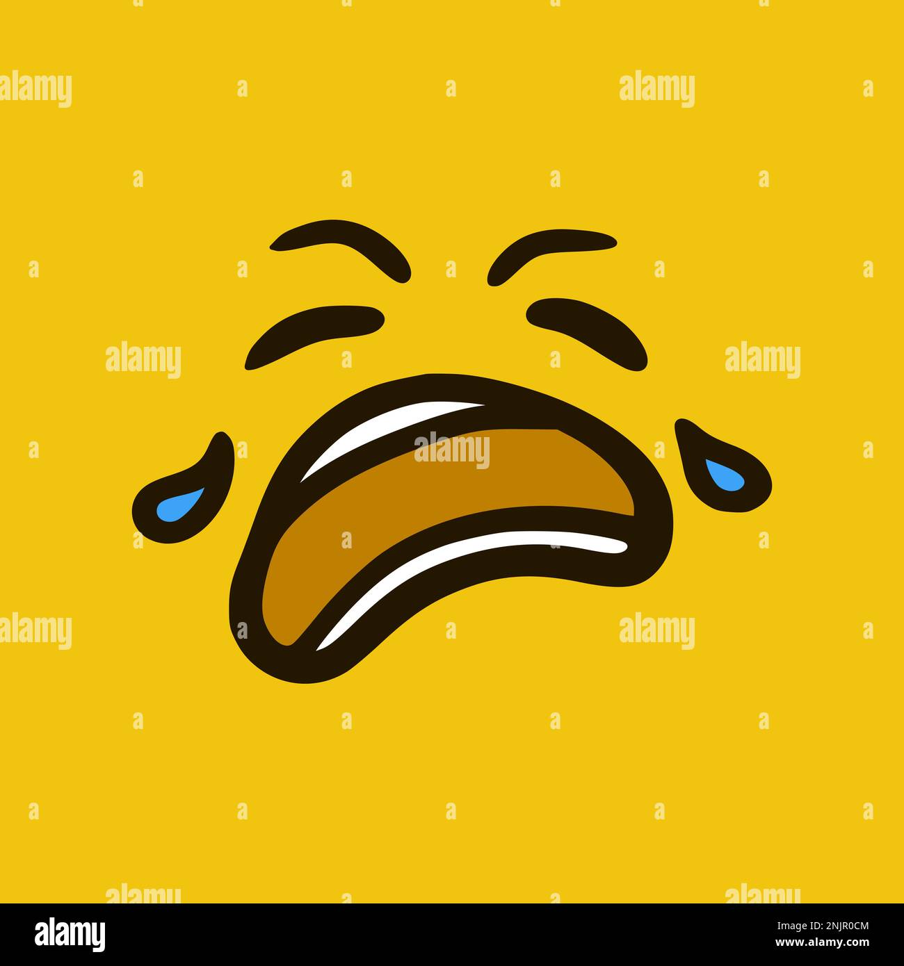 Crying face. Cartoon face expressions. Doodle characters mouth and eyes ...