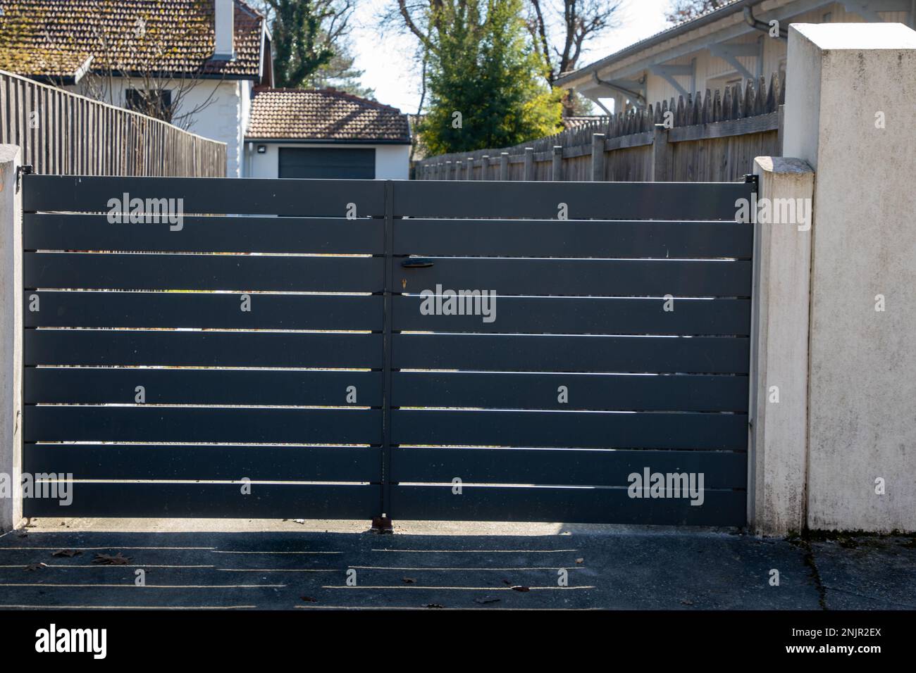 Aluminum design grey metal double gate of modern suburb house high ...