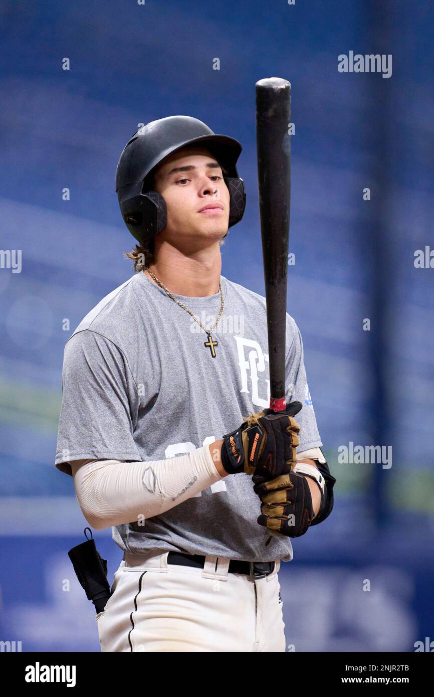 Anthony Silva (21) of Clark High School in San Antonio, Texas during ...
